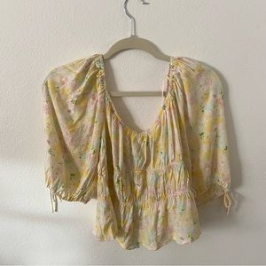 Sophie Rue | Tops | Sophie Rue Pastel Milkmaid Puff Sleeve Blouse Top ...